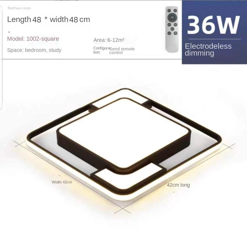 Modern LED Ceiling Light Dimmable With Remote Black Square Ceiling Lamp for Living Bedroom ...