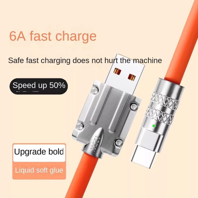 120W 6A Liquid Silicone Cable Quick Charge Micro / Type-C / IPH USB ...
