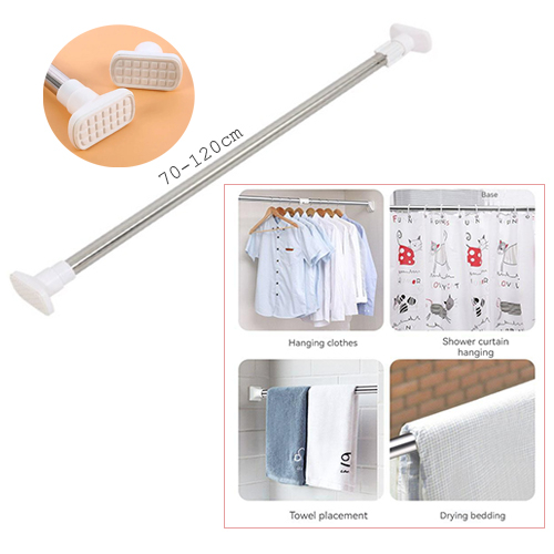 70-120cm Adjustable Pole Rod Clothes Drying Bathroom Shower Curtain Rod ...