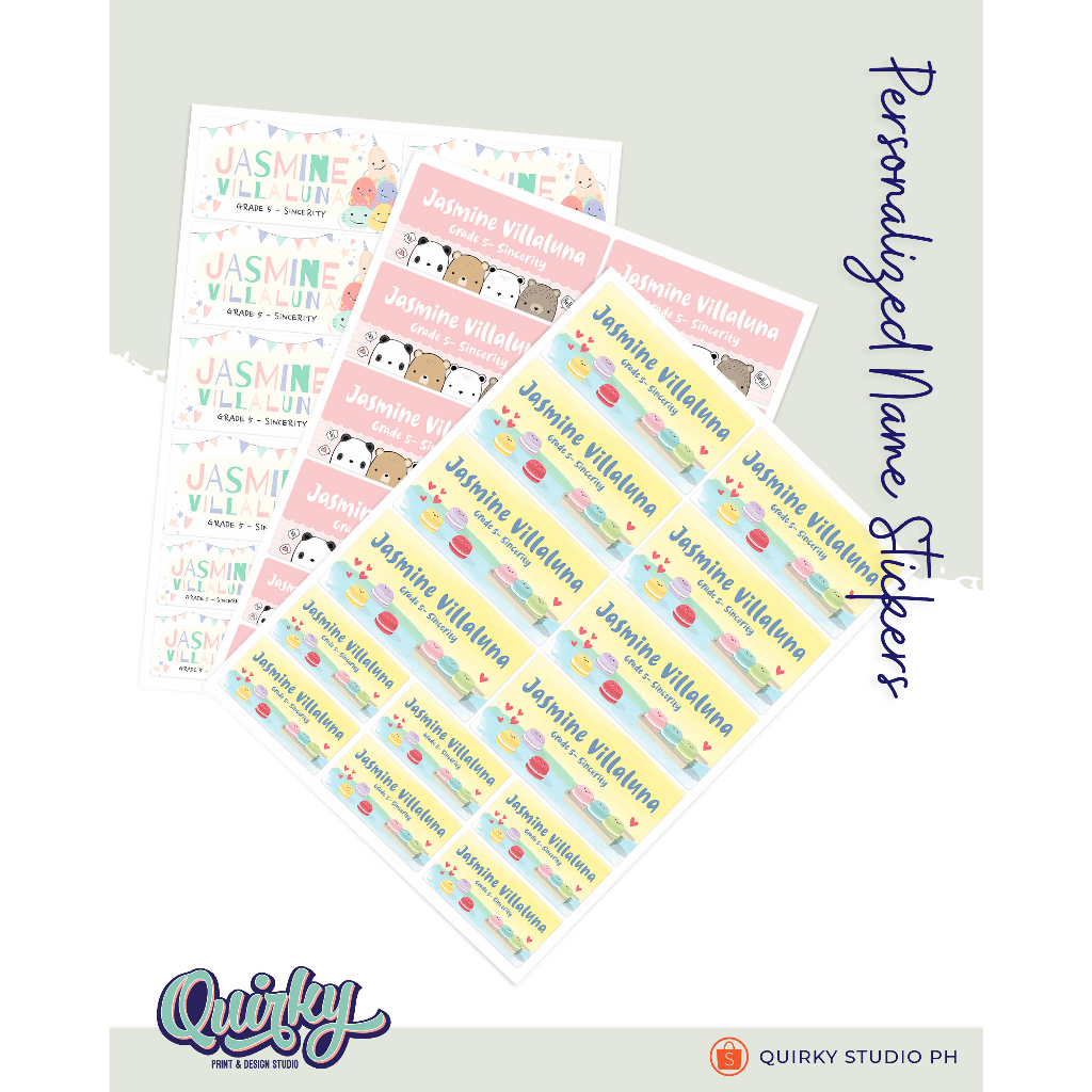 Personalized Waterproof Name Stickers - Girl Designs | Shopee Philippines