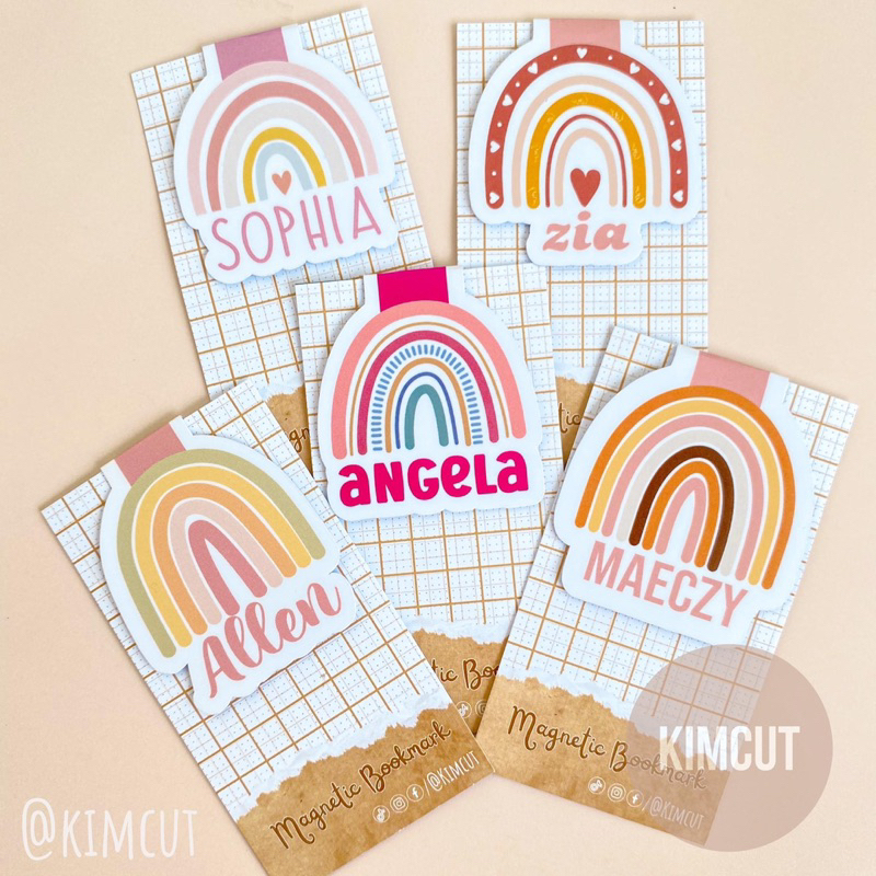 3pcs. Personalized Boho Rainbow Magnetic Bookmarks with FREE decal name ...