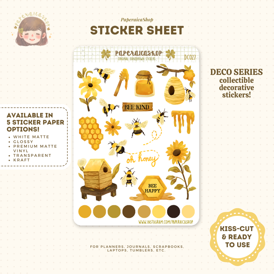 Bee Aesthetic Stickers, Bee Stickers, Bee Decor, Cute Bee Stickers, Bee ...