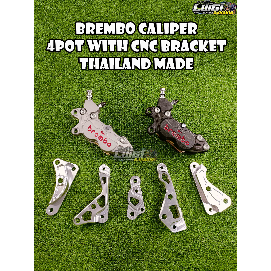4 POT CALIPER WITH CNC BRACKET CLICK / AEROX / NMAX / PCX / BEAT / MIO ...