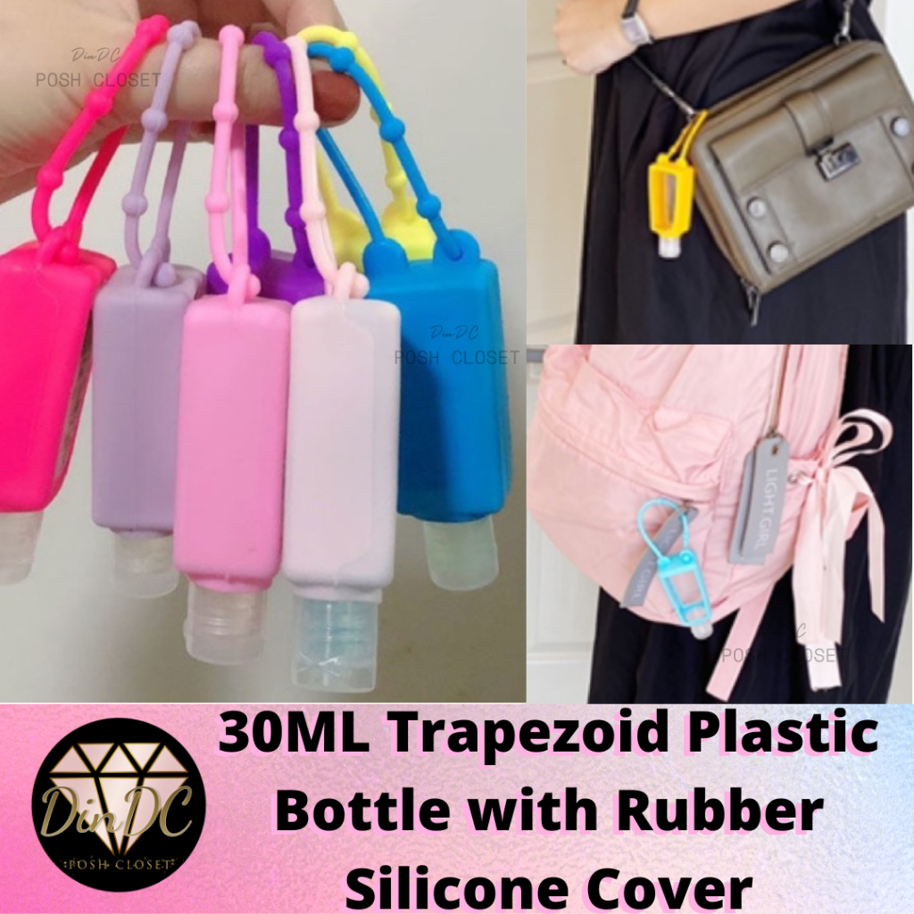30ML Trapezoid Plastic Bottle with Rubber Silicone Cover Bag Hook Hand ...