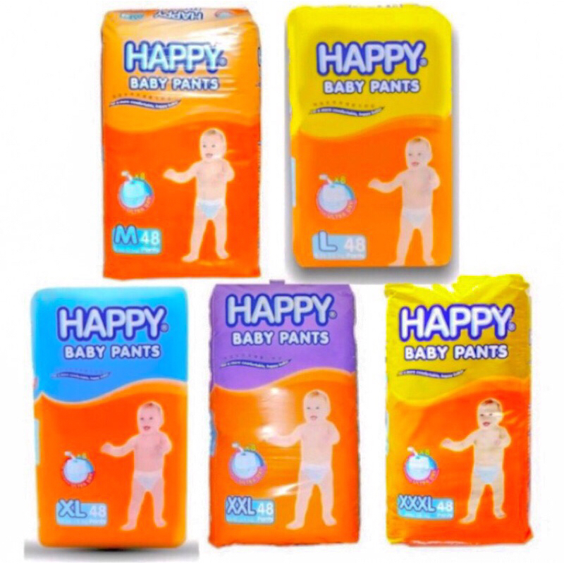 HAPPY PANTS DIAPERS 48pcs M/L/XL/XXL/XXXL | Shopee Philippines