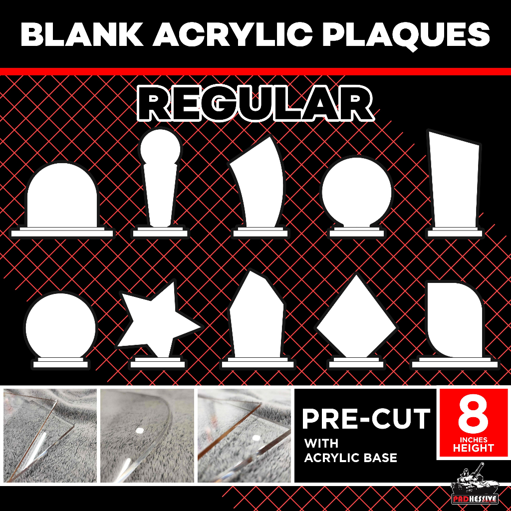 REGULAR 01-10 BLANK ACRYLIC PLAQUE PADHESSIVE | Shopee Philippines