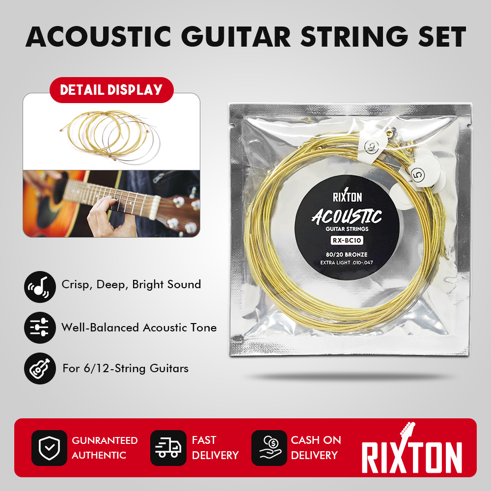 RIXTON 6pcs Acoustic Guitar Strings Set Guitar Accessories Bronse Steel String | Shopee Philippines