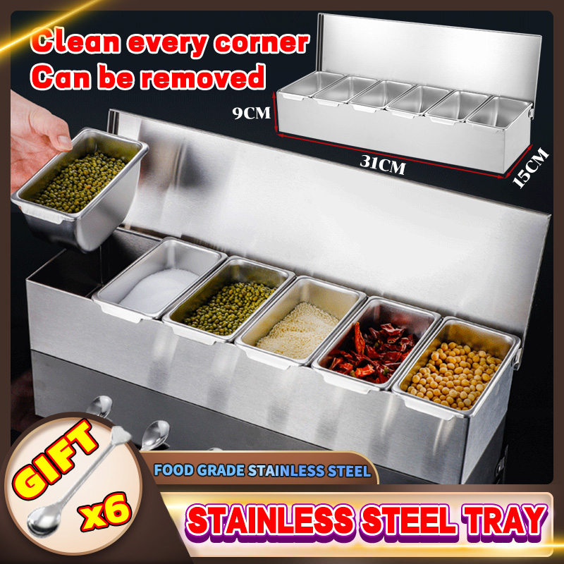 Send a spoon！stainless steel seasoning box With dust cover condiments ...