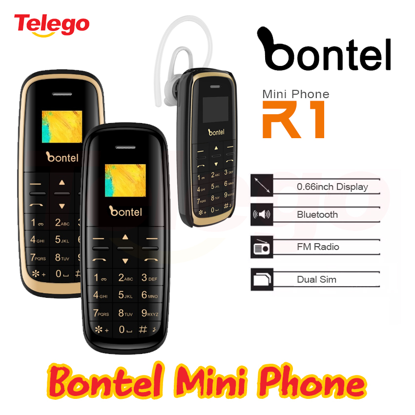 Bontel R1 Mini Phone 500mAh Dual Sim Earphone Style with MP3 MP4 ...