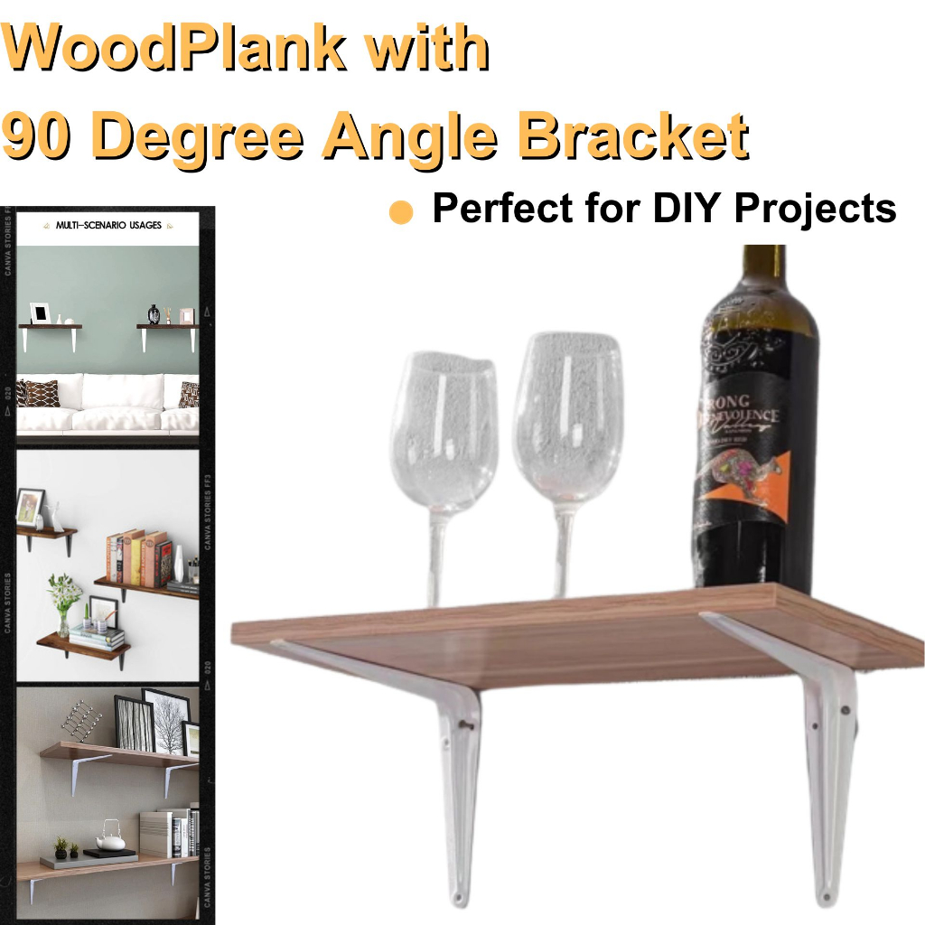 WF Plyboard Shelf Organizer: Woodplank + Metal Floating Brackets set ...