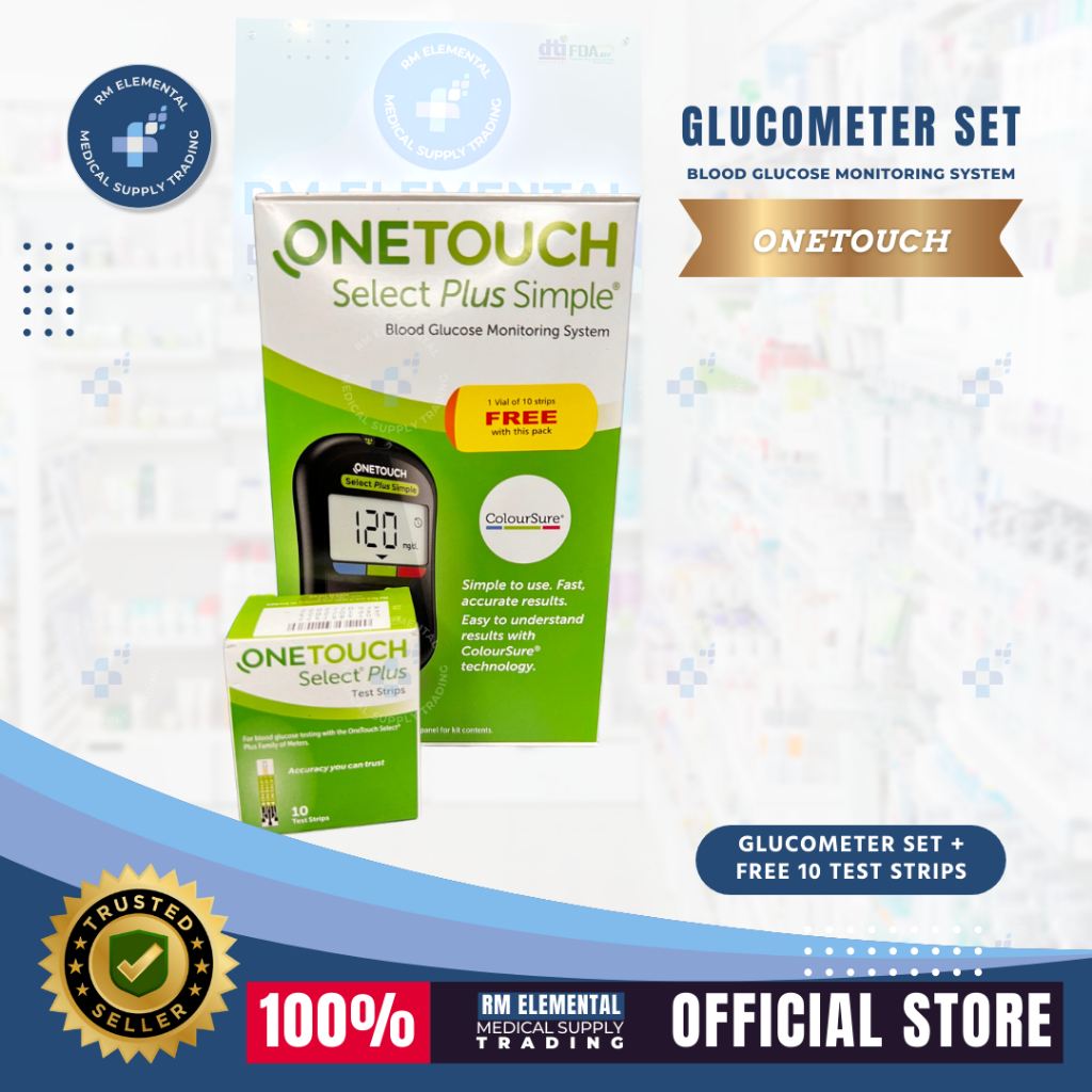 One Touch Select PLUS Simple Glucometer FREE 10 STRIPS (ORIGINAL ...