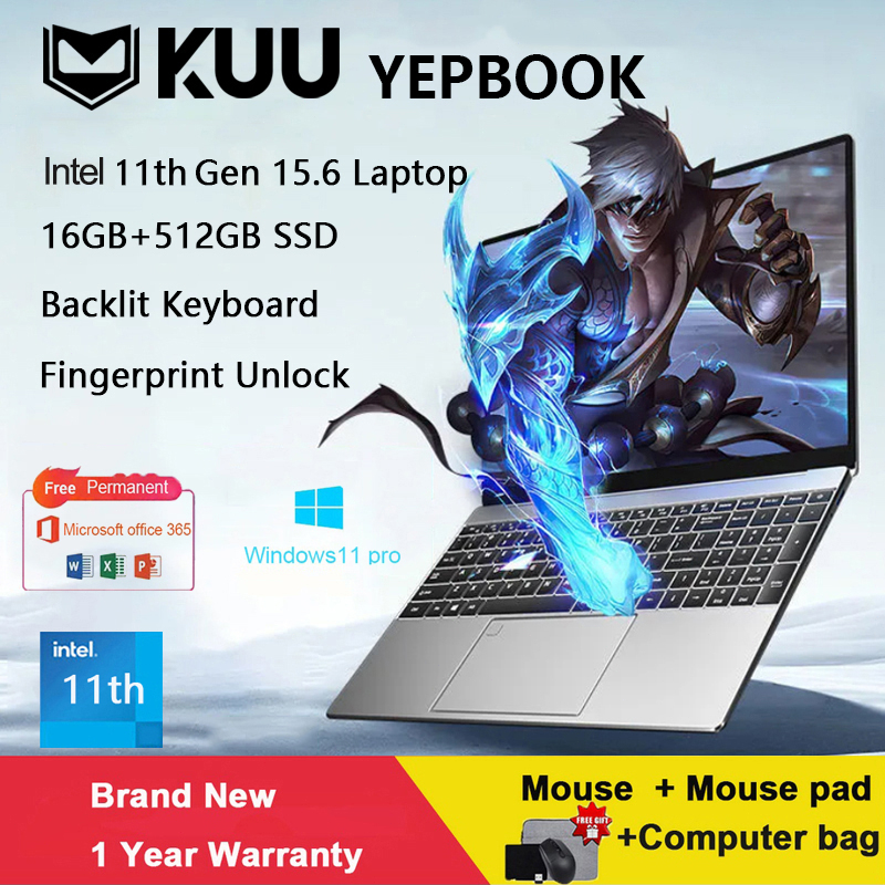 KUU YEPBOOK 15.6inch Laptop 16GB RAM 512GB SSD 11th Gen Intel up to 2.9GHz Windows 11 Pro ...