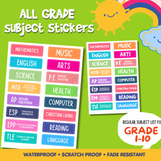 Subject Sticker for Grade 1-10 | Stickers for Notebook | Subject ...