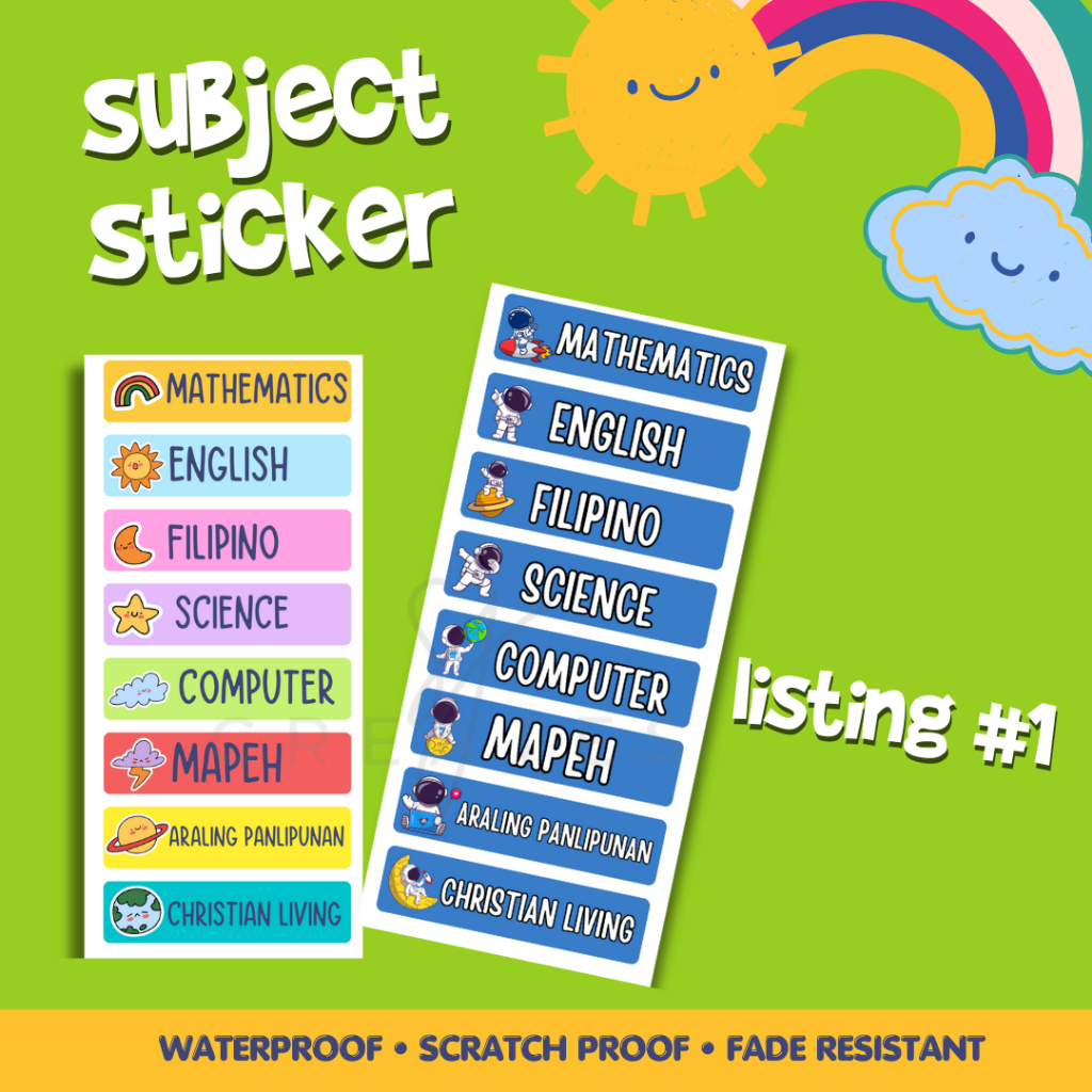 Back to School | Subject Stickers Label | Shopee Philippines
