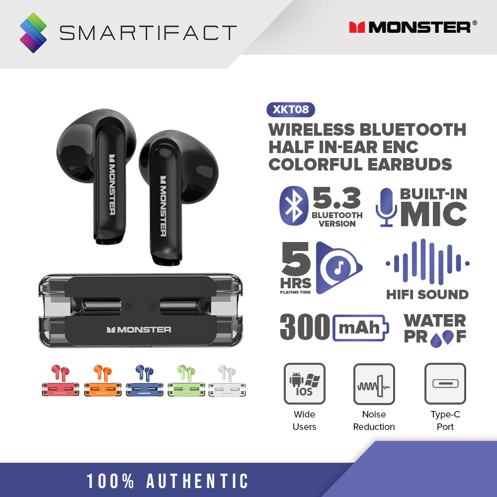 Monster XKT08 Gaming Earphone True Wireless Bluetooth 5.3 Headphones ...