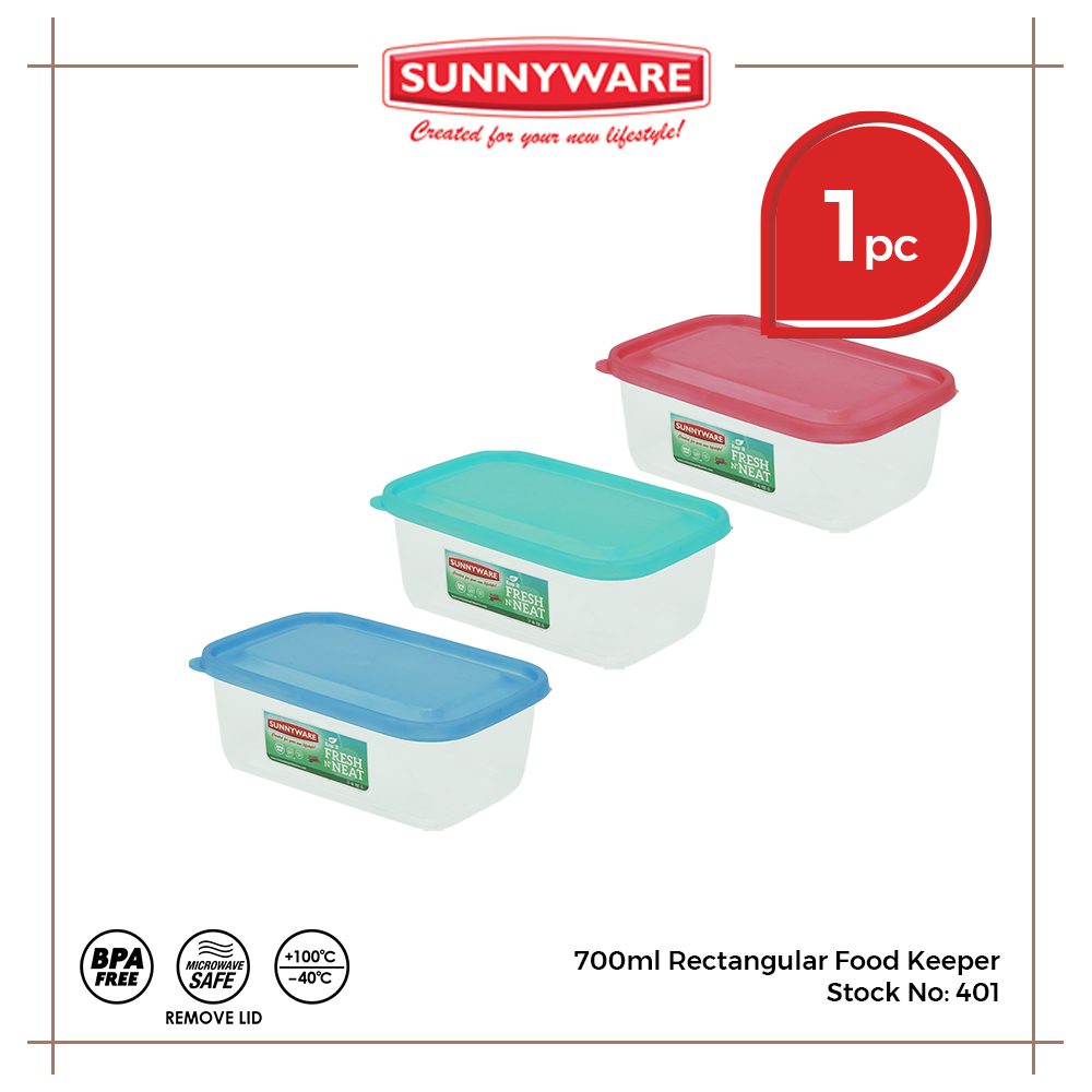 Sunnyware 401 700ml Rectangular Food Keeper | Plasticware | Plastic ...