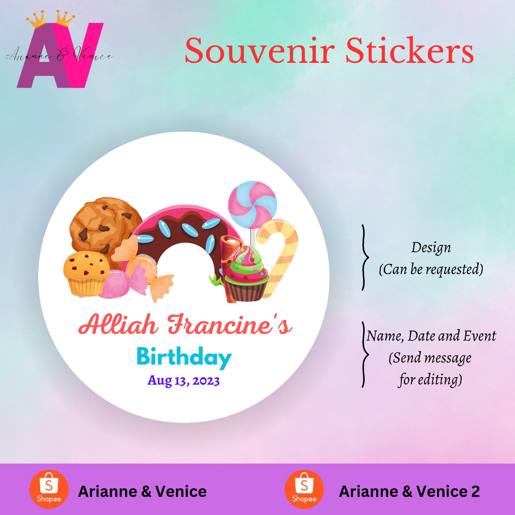 Souvenir Stickers for Birthday Kids Party Kiddie Birthday Christening ...