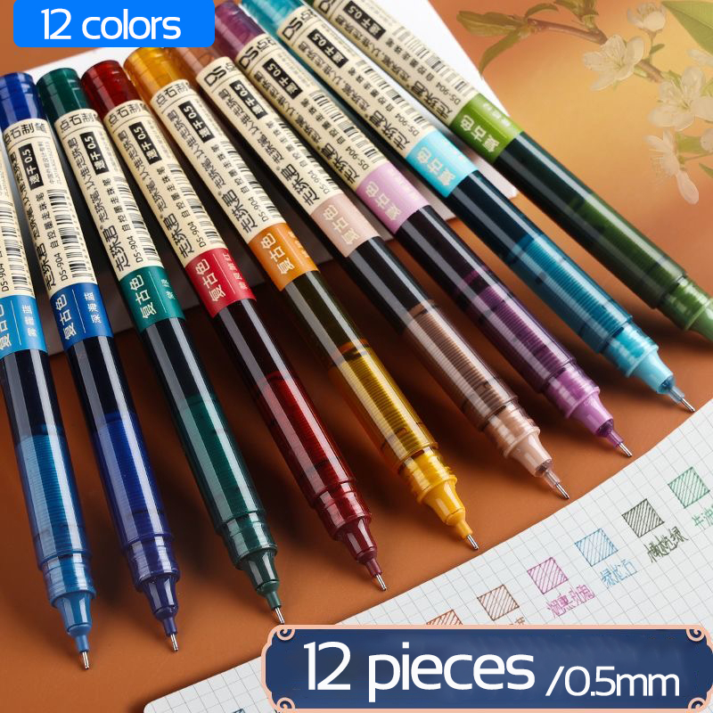 Full needle straight liquid pen 12 color large capacity quick drying ...