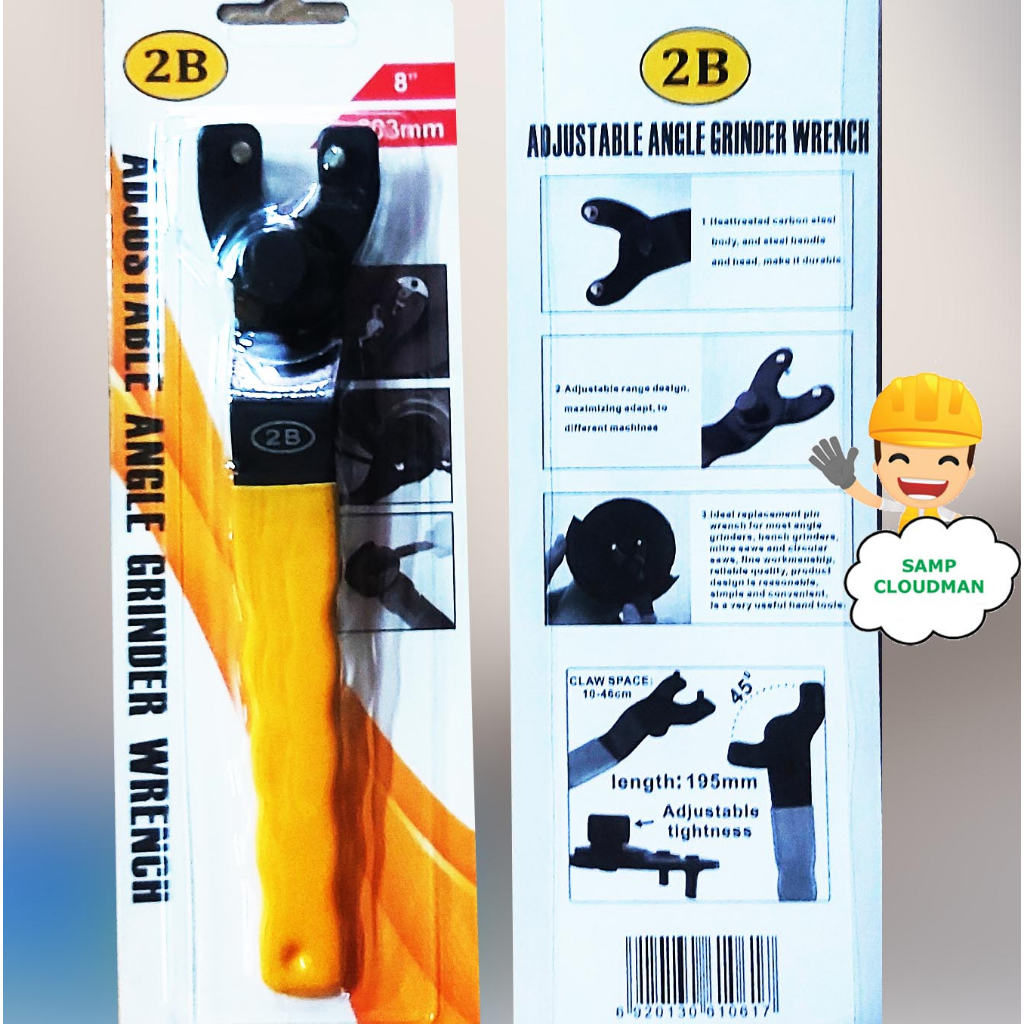 2B Adjustable Angle Grinder Wrench 8" 200mm Adjustable Tightness 10 ...