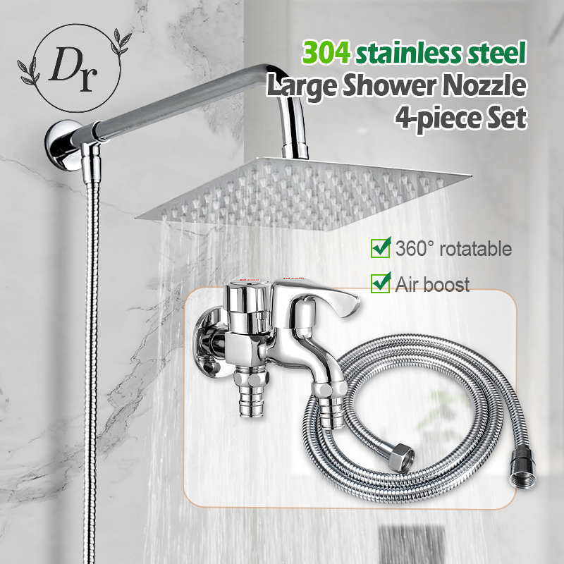 【DR】Stainless Steel 304 Square Shower Set Square Overheaded Rain ...