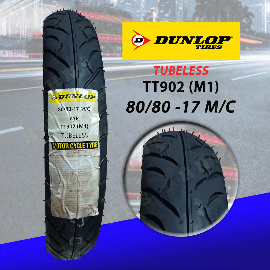 DUNLOP TT902 Tubeless Tires (70/90-17 , 80/80-17 , 90/80-17 , 90/90-17 ...