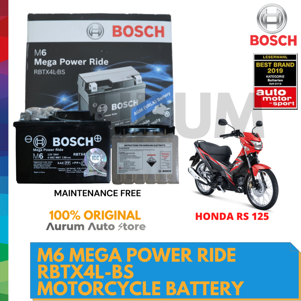 Bosch 4L battery for Honda RS 125, Bosch Battery | Shopee Philippines