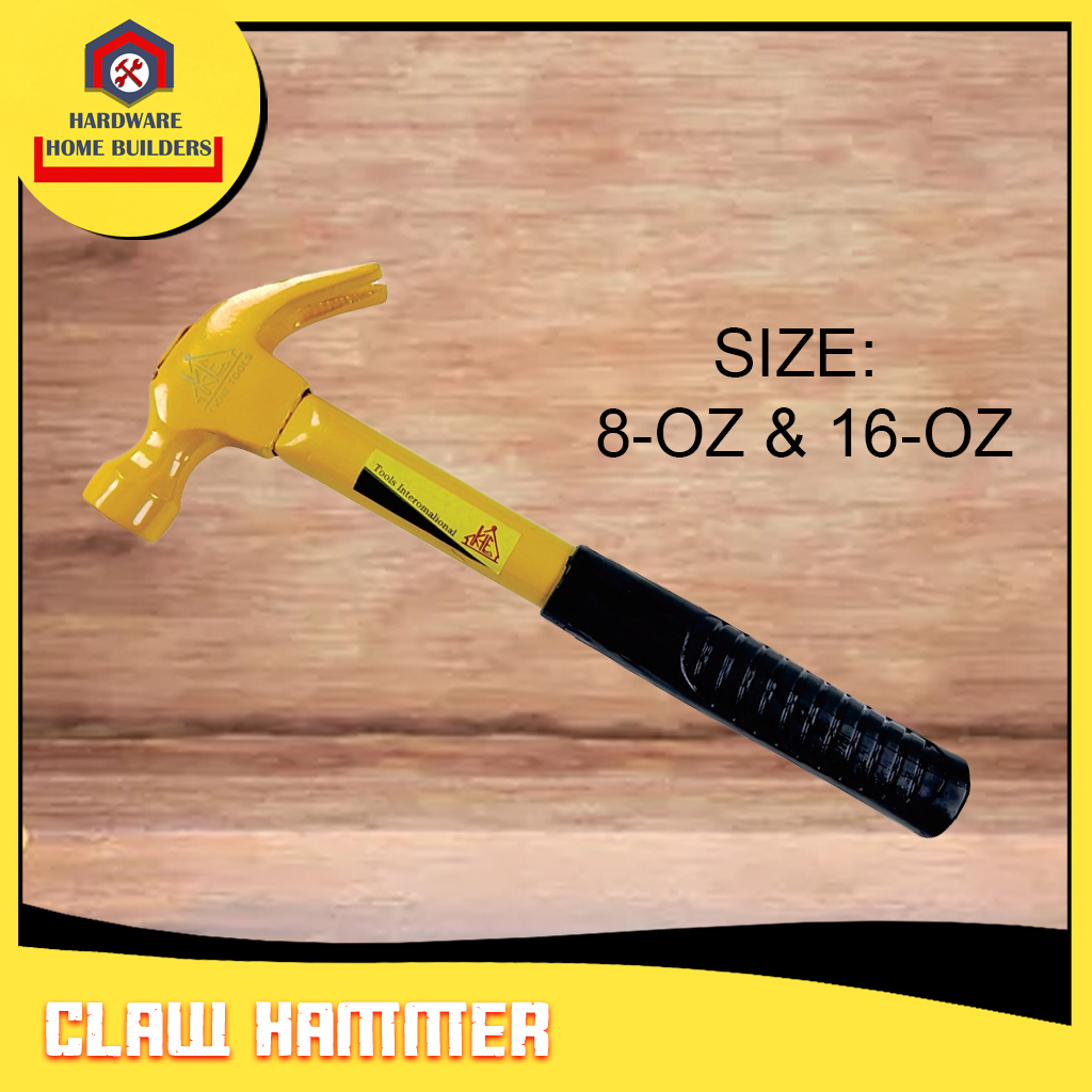 (YELLOW BLACK) CLAW HAMMER METAL&RUBBER HANDLE (8-OZ & 16-OZ) | Shopee ...