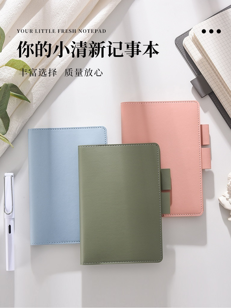 Plain Pastel Faux Leather A6 Journal Cover Jacket Slipcase wd Card and ...