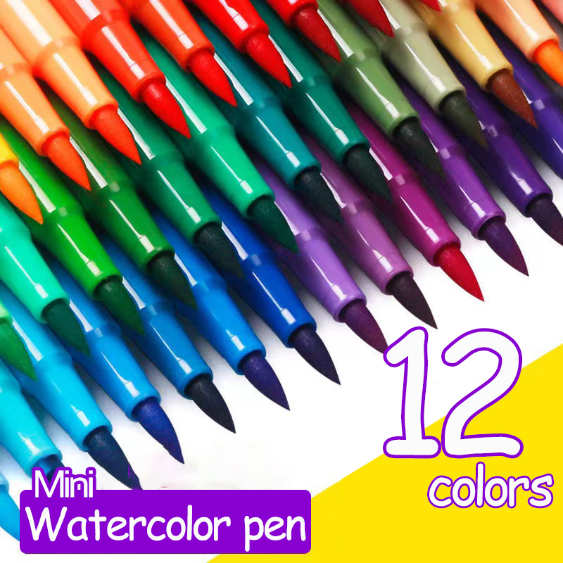 Mini watercolor pen Kindergarten painting watercolor pen 12 color ...
