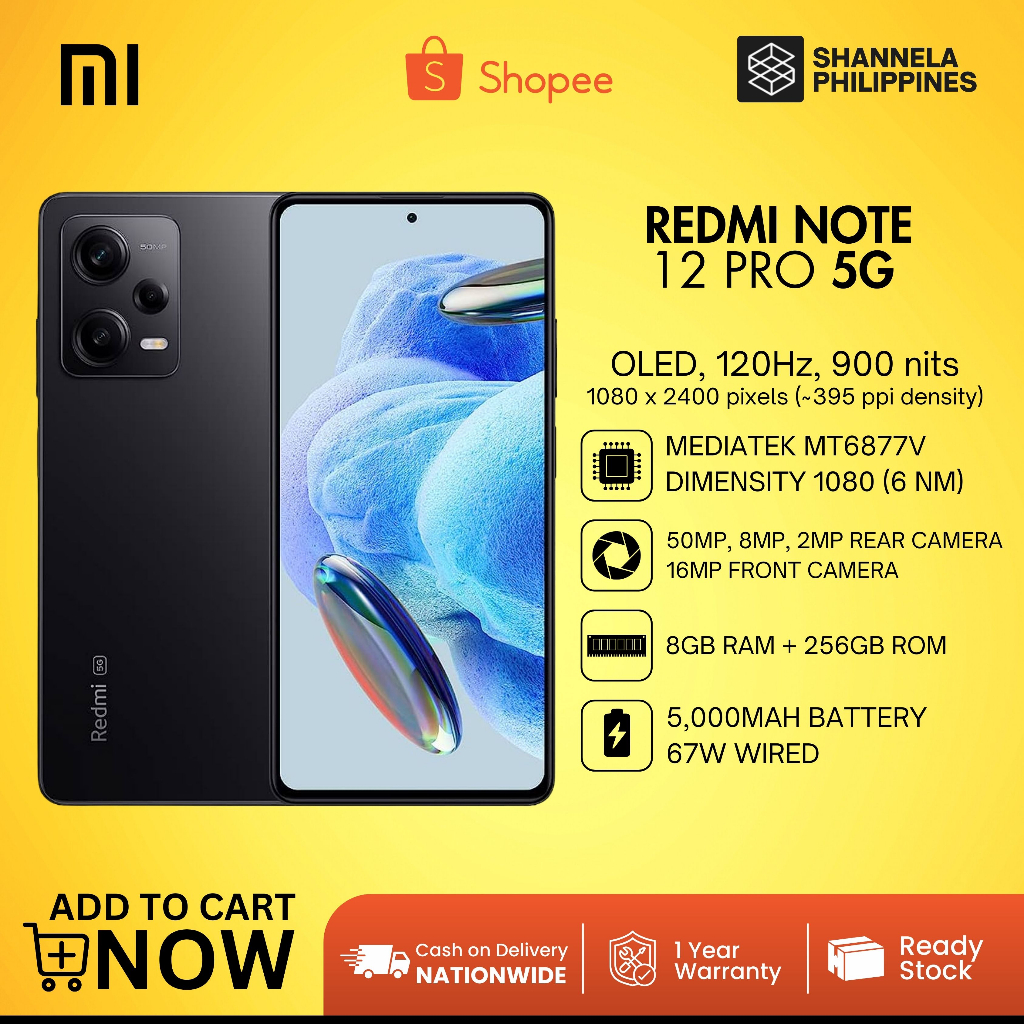 Xiaomi Redmi Note 12 Pro 5G Smartphone | 8GB+256GB GLOBAL / 1 Yr ...