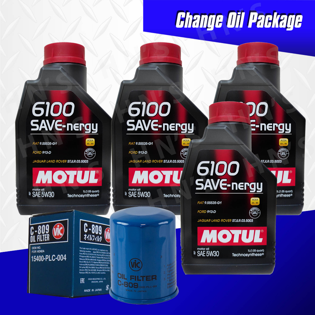 Motul 6100 Save-nergy 5W-30 Oil Change Package for Honda ( 4 Liters ...