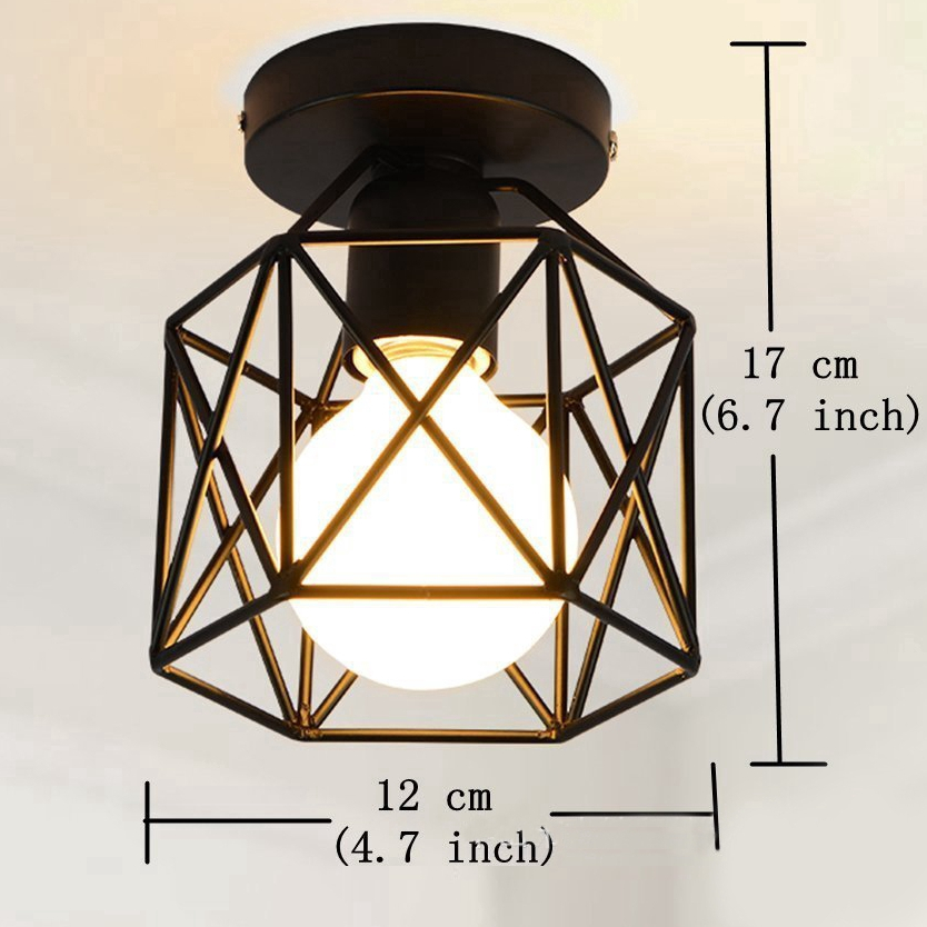 LED square retro lighting chandelier square metal cage ceiling light ...