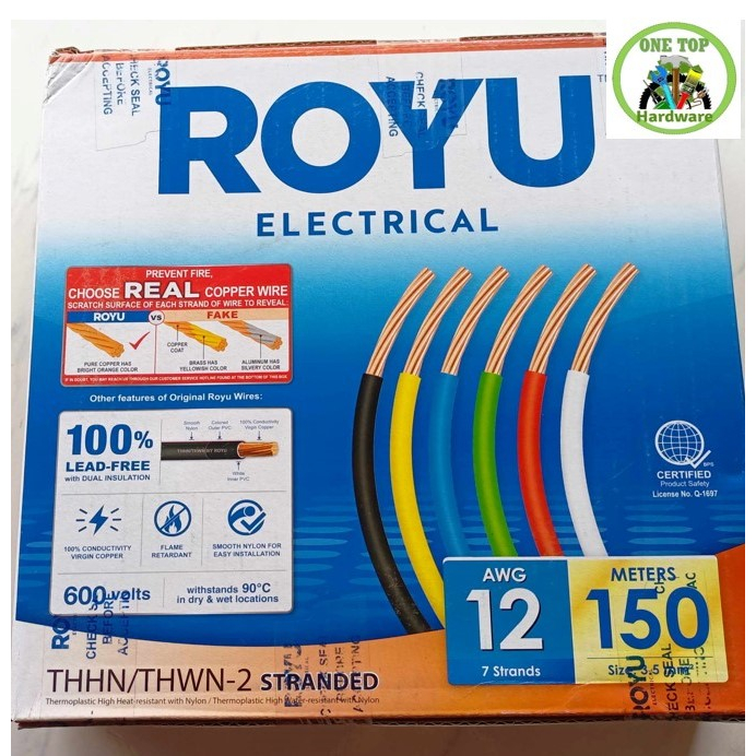 ORIGINAL ROYU THHN/THWN-2 Stranded Wire (12AWG 3.5mm² / 14AWG 2.0mm² ...
