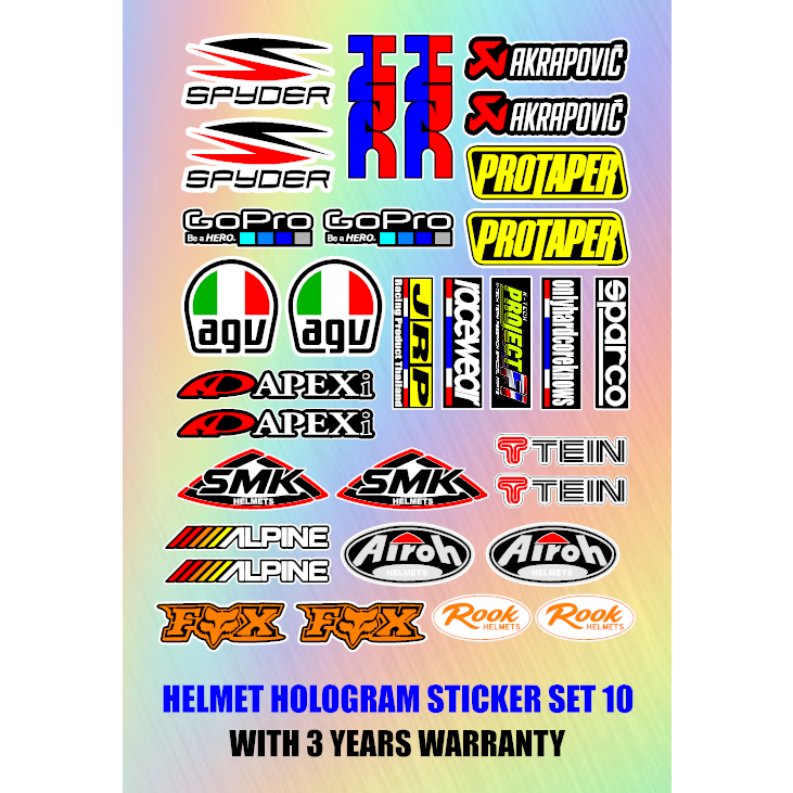 HoLOGram printable stickers A4 size with cut for Helmet / assorted ...