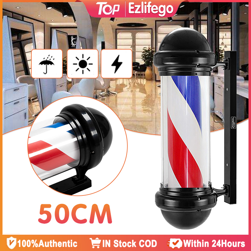 50CM Barber Pole LED Light Waterproof Red White Blue Rotating Hair ...