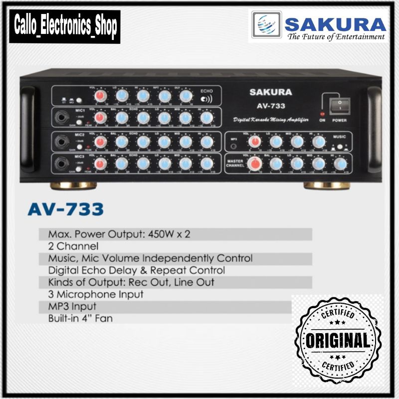 Sakura AV 733 Stereo Mixing Amplifier/ORIGINAL | Shopee Philippines