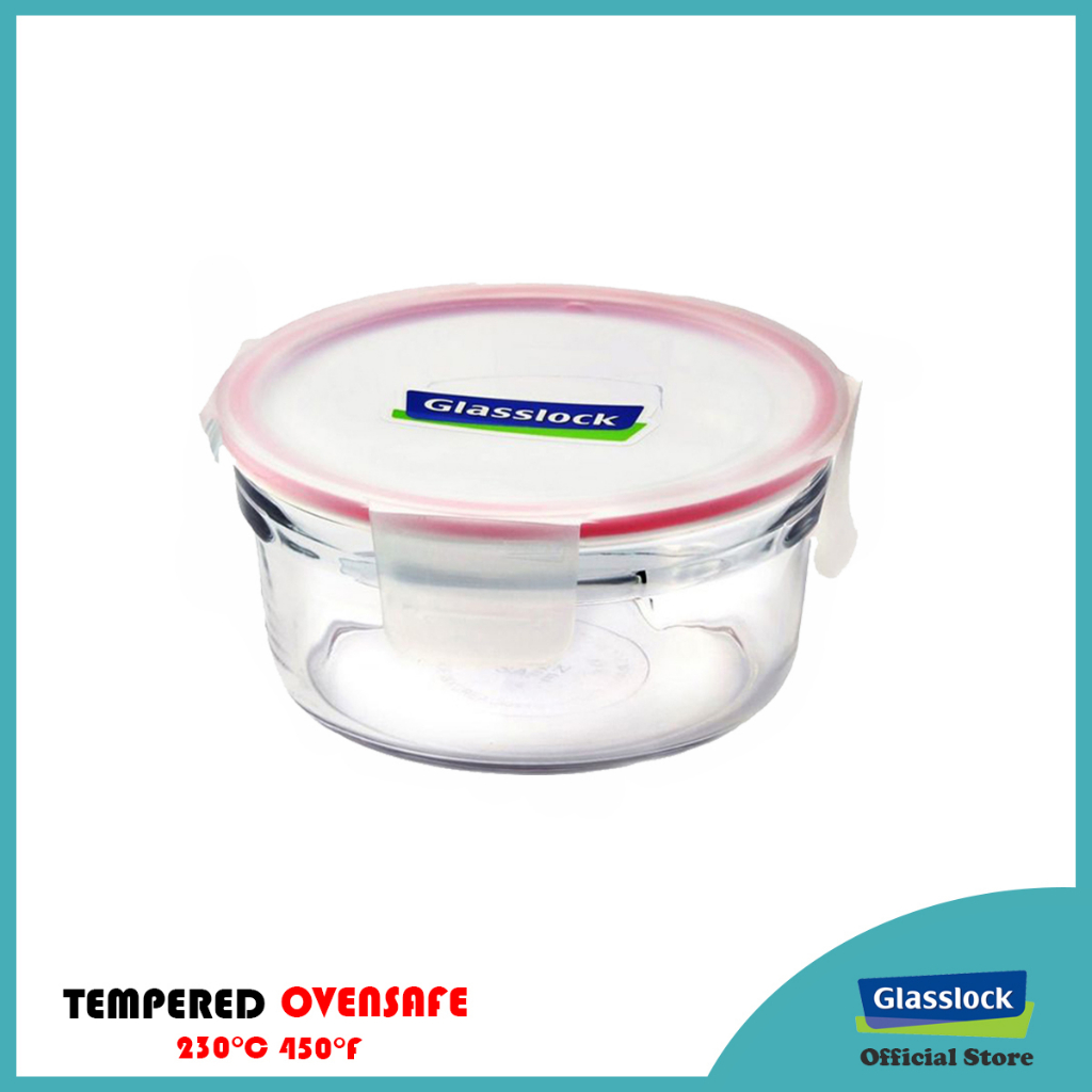 Glasslock Oven Safe Rimless Round Type Glass Food Container 900ml ...