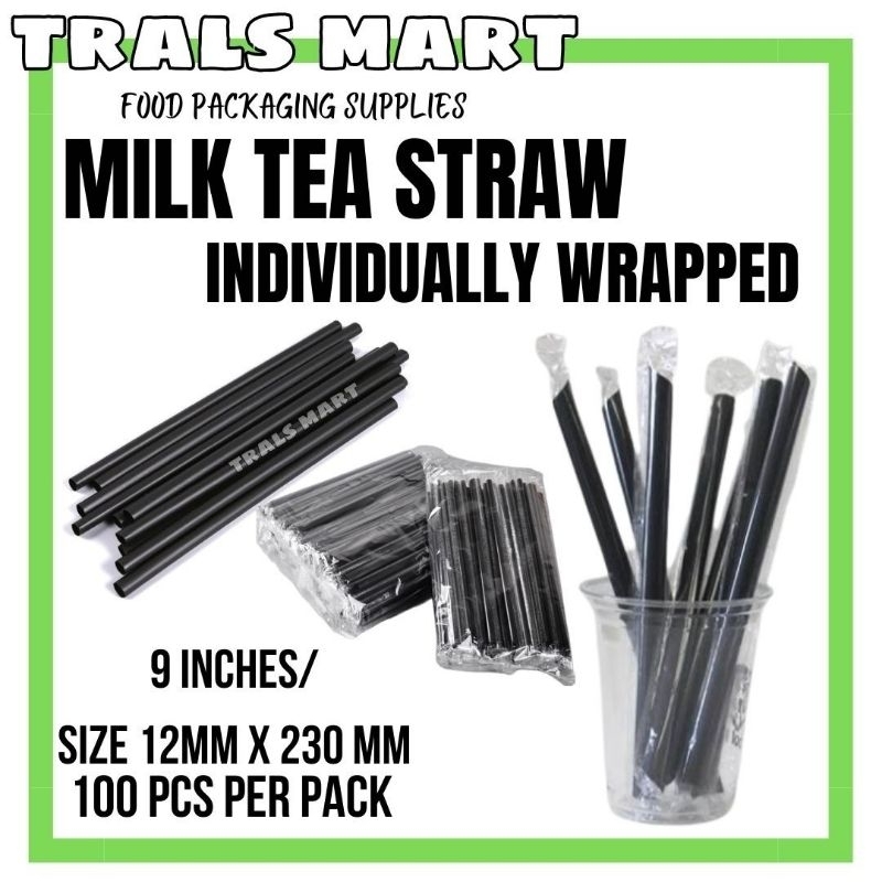 Milk tea straw/Boba Zago straw individual pack 100 pcs | Shopee Philippines