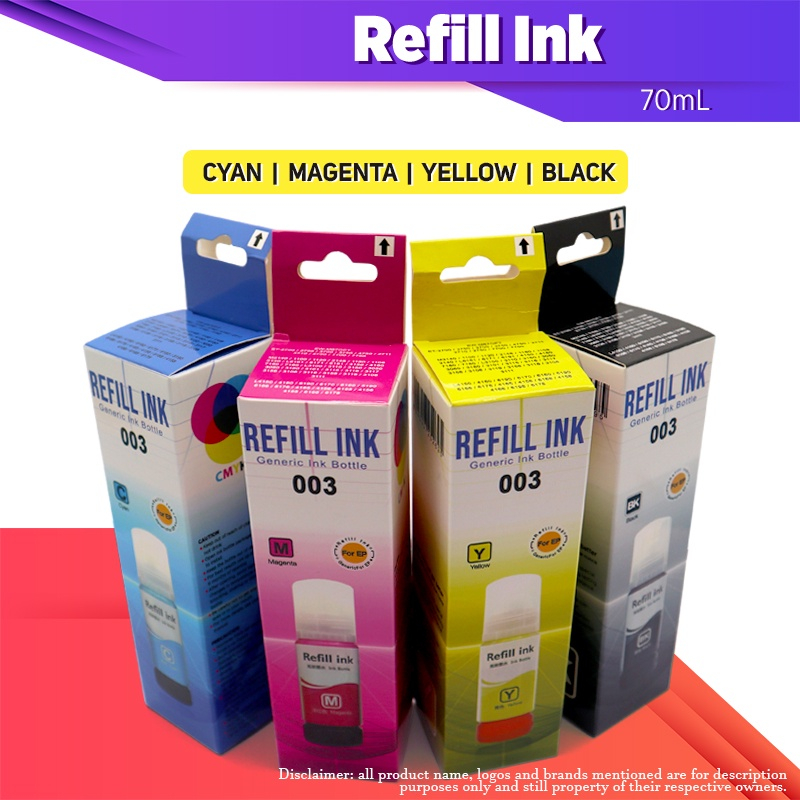 Refill Ink 003 For L3110 L3210 L1110 L1210 L1250 L3116 L3216 L3150 ...