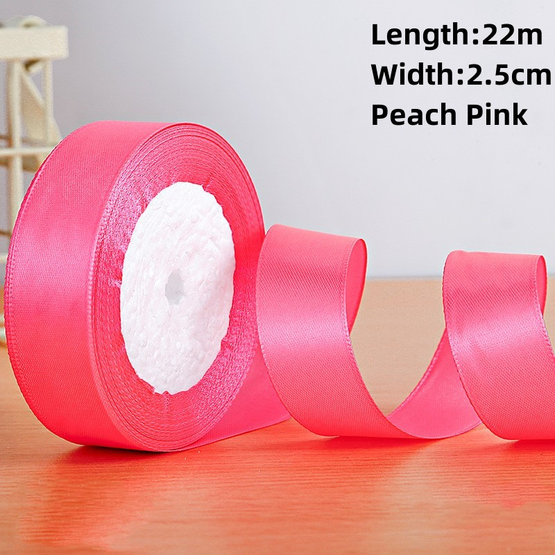 (25 yards/roll) 2.5cm Satin Ribbon Roll Gift Packaging Ribbon Flower ...