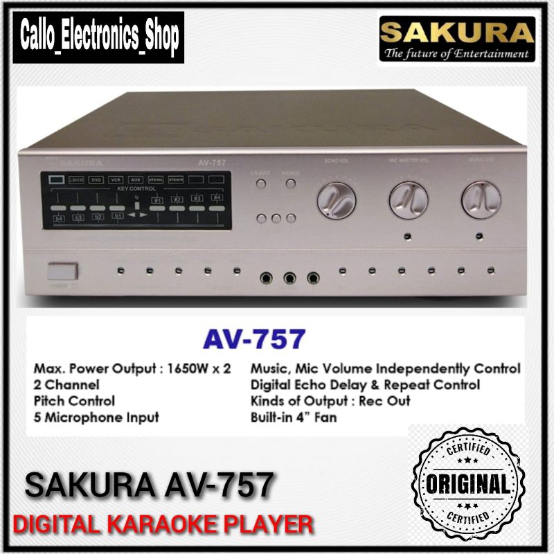 Original Sakura Amplifier AV-757 1650 X 2 Digital Karaoke Mixing Amplifier | Shopee Philippines