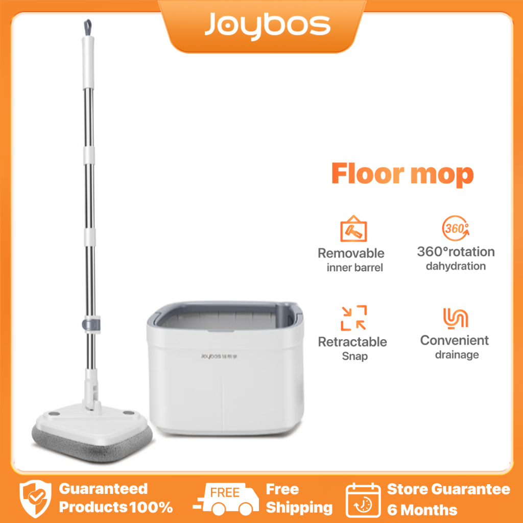 Joybos Self Wash Spin Mop M16 White Spinner Flat 360 Rotating Cleaner With Turbo Flushing Bucket ...