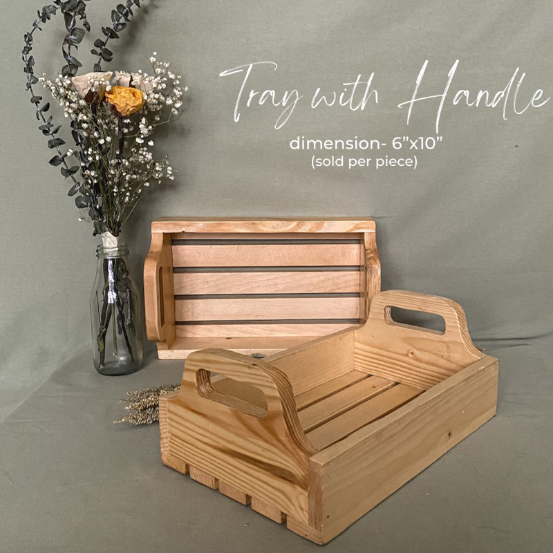 Tray with Handle for food, cutleries, ect. | Organizer Crate (Varnish ...