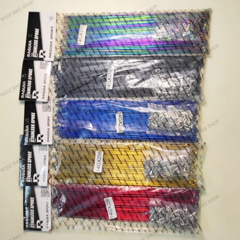 Ragusa Colored Spokes With Nipples Stainless 72pcs Set For Bicycle Mtb ...