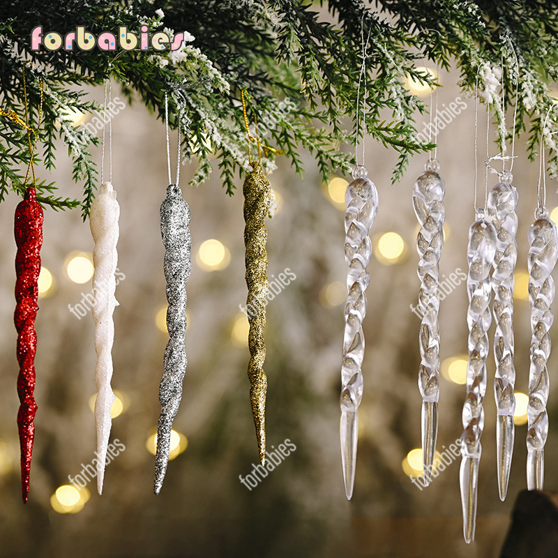 12 Pcs/Pack Christmas Simulation Icicle Ornaments Xmas Tree Hanging ...