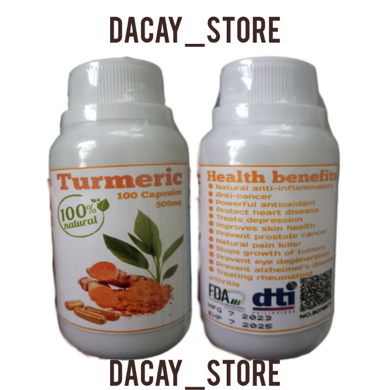 PURE TURMERIC CAPSULE 100% NATURAL 500MG (100PCS) | Shopee Philippines