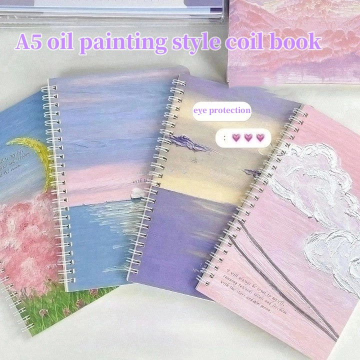 Oil painting coil book cartoon A5 notebook horizontal line notepad ...