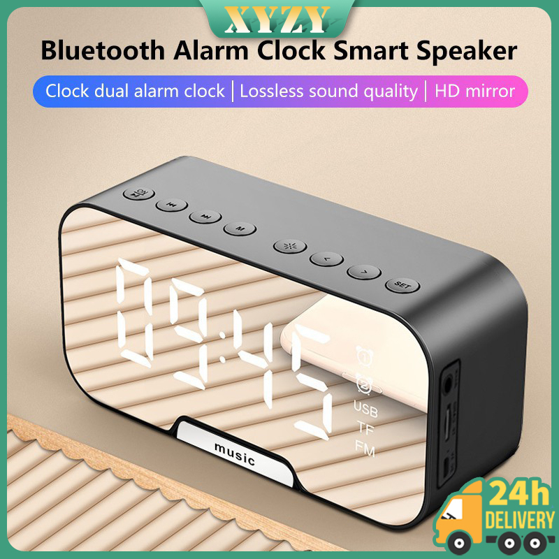 Mini mirror clock alarm clock small stereo mobile phone holder mirror ...
