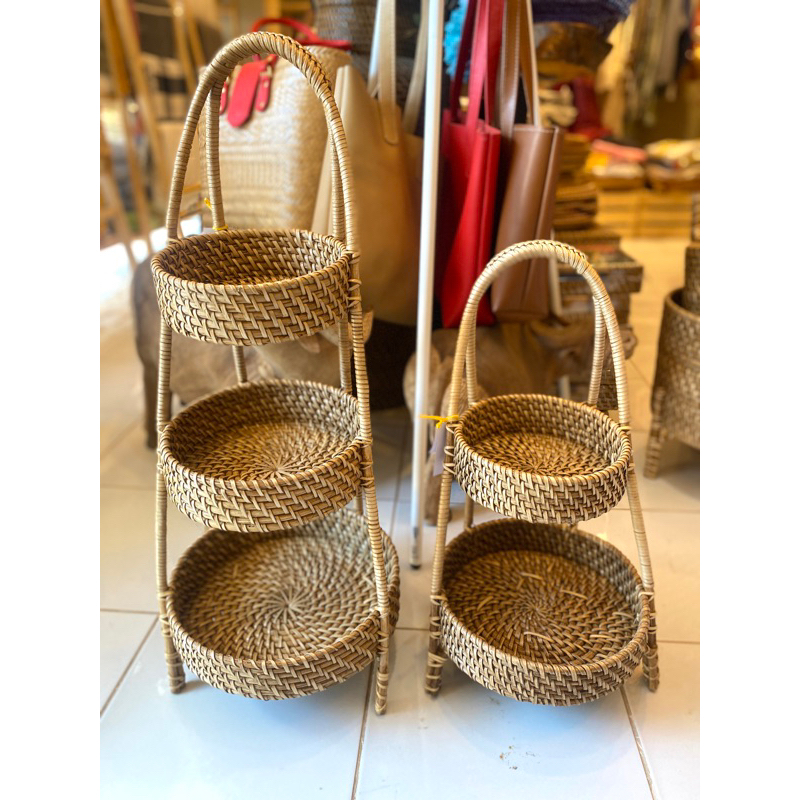 Native handwoven tray with handle 2 tier | 3 tier Hapao tray ...