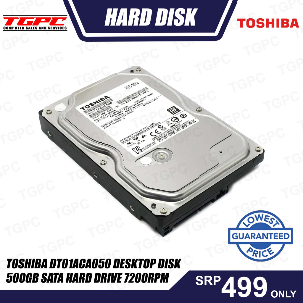Toshiba DT01ACA050 500GB SATA Hard Drive 7200 RPM Desktop Hard Disk ...